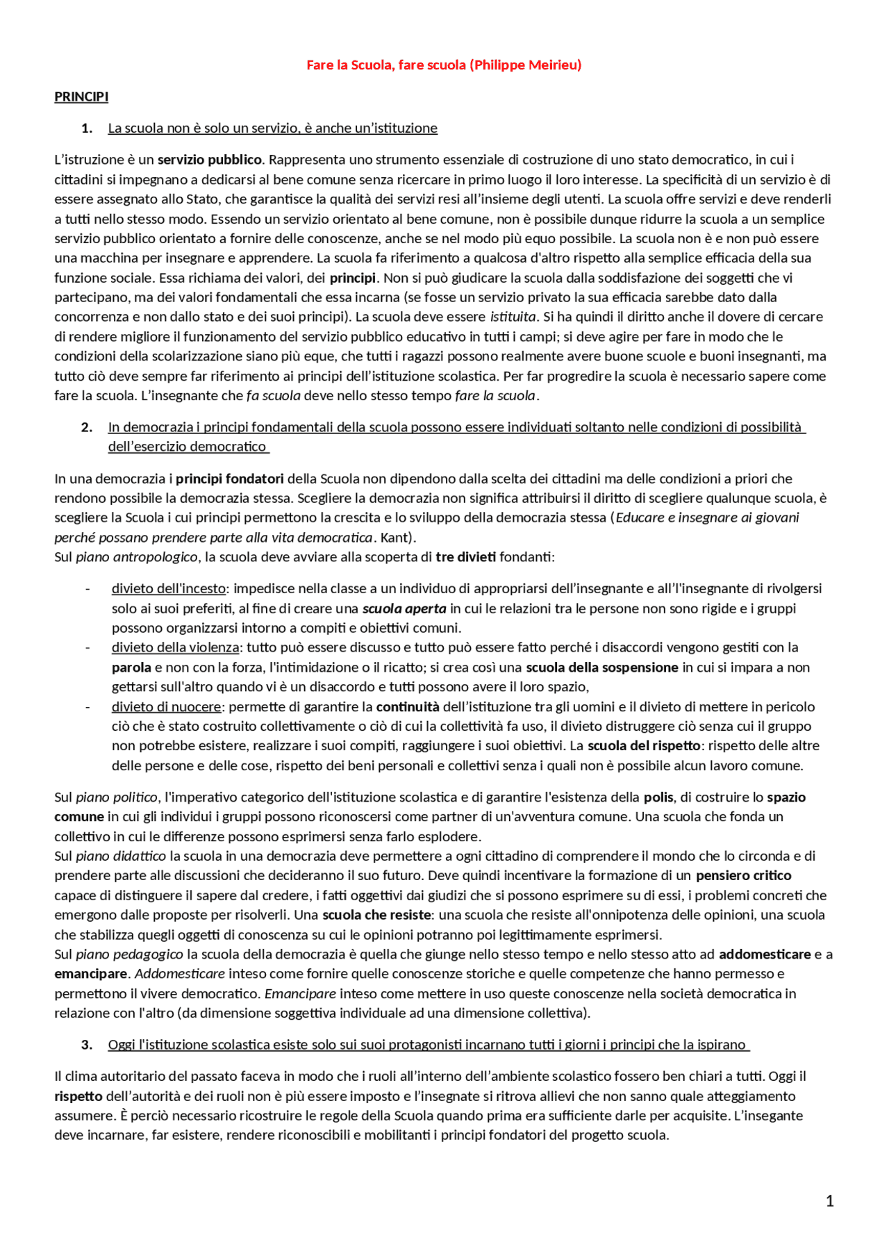 Fare la scuola, fare scuola | Schemi e mappe concettuali di Pedagogia ...