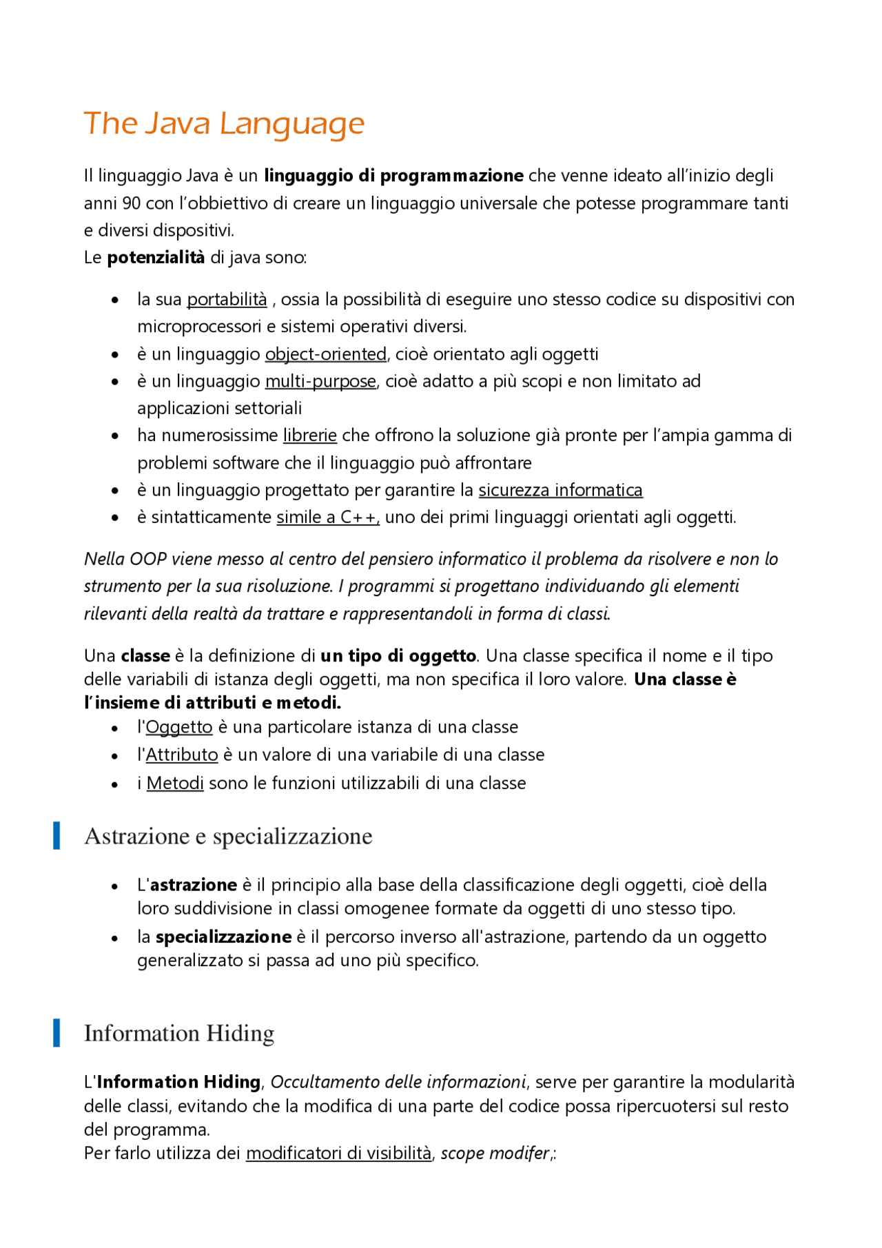 Il linguaggio Java: POTENZIALITÀ, CLASSI E METODI E FUNZIONI | Schemi e ...