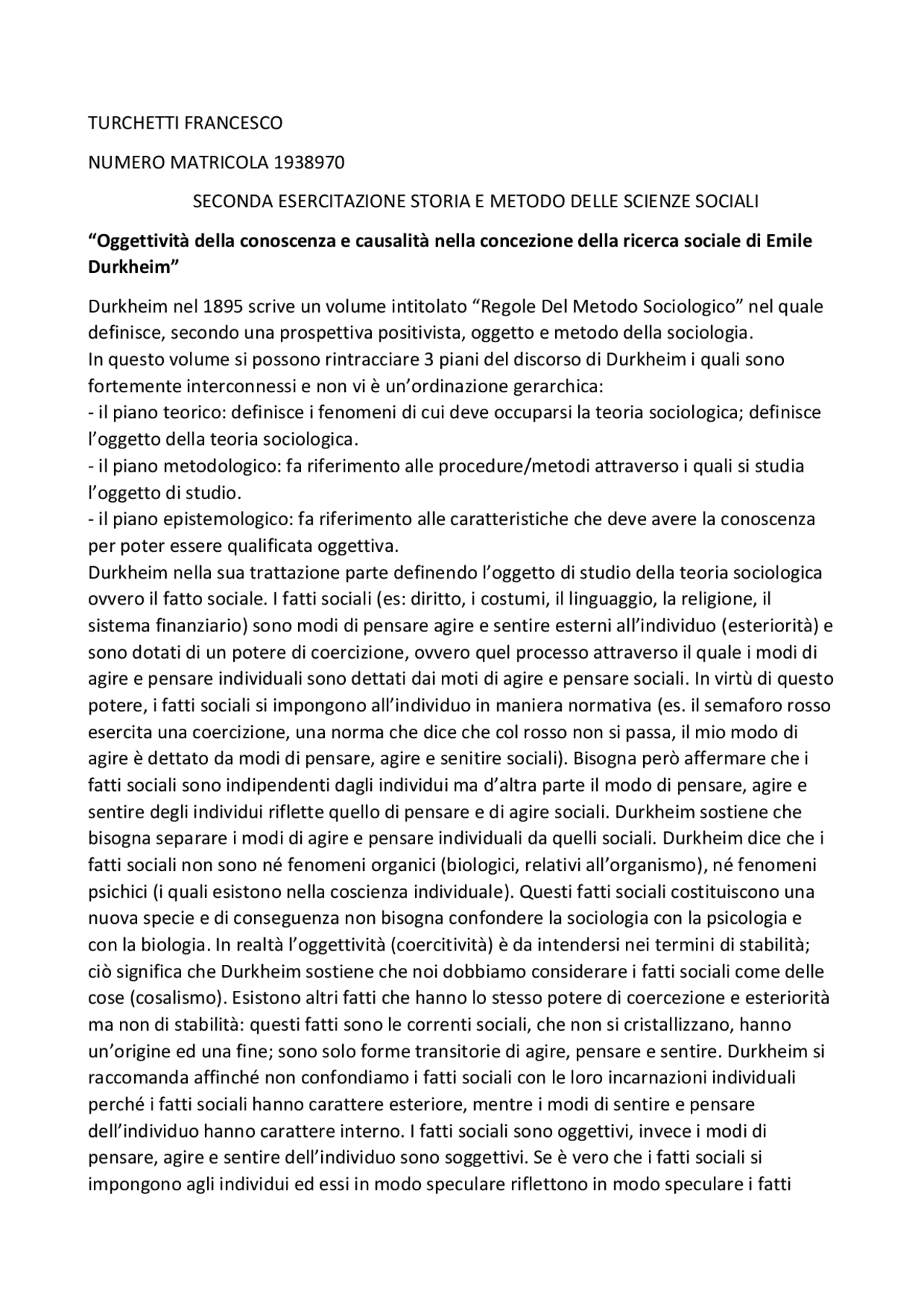 Secondo Esonero Storia E Metodo Delle Scienze Sociali Fasanella Prove