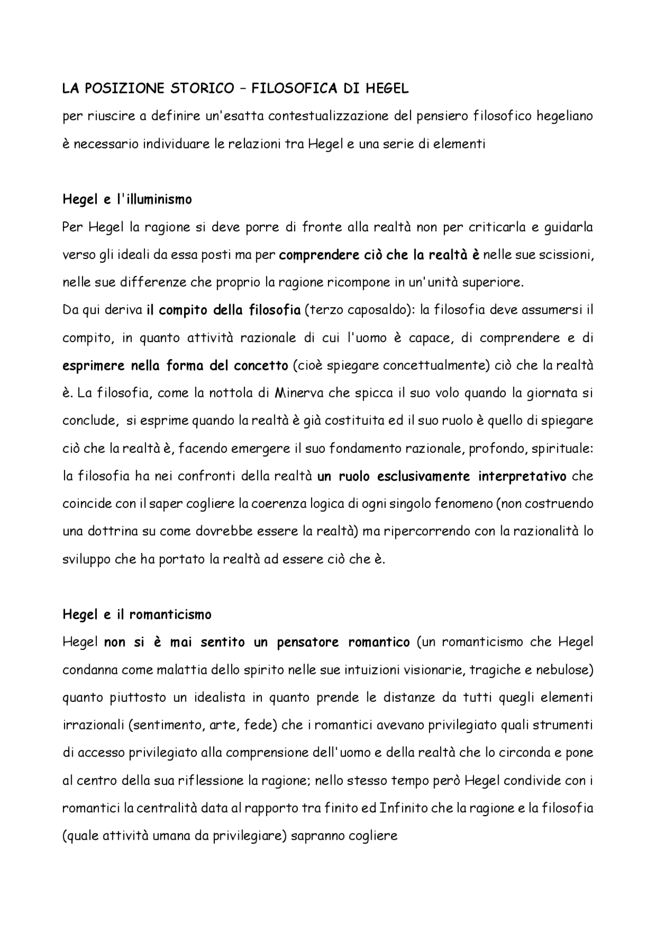 Appunti Sulla Filosofia Hegeliana Appunti Di Filosofia Docsity