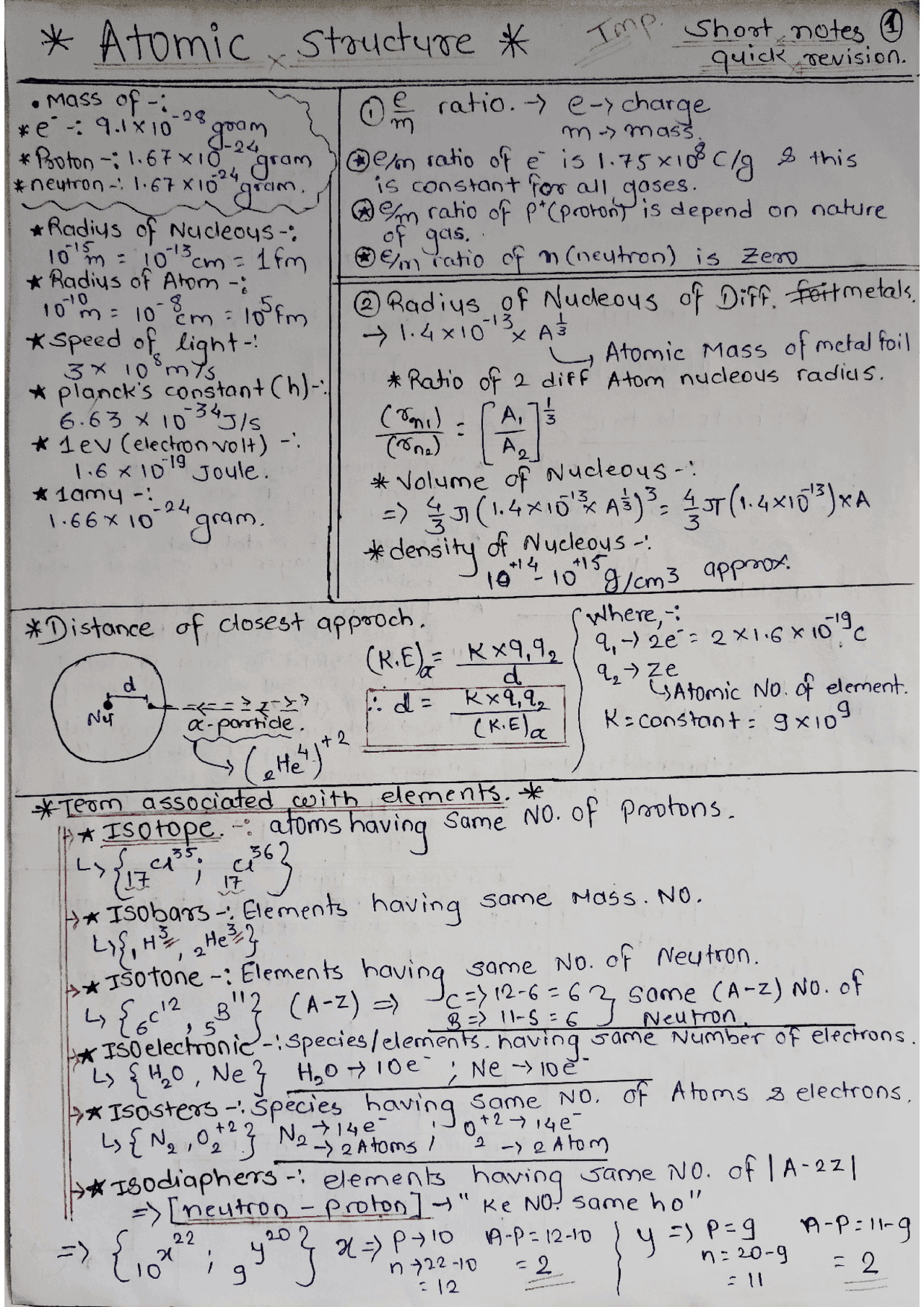 Chemistry Atomic Structure Best Ever Notes Lecture Notes Chemistry