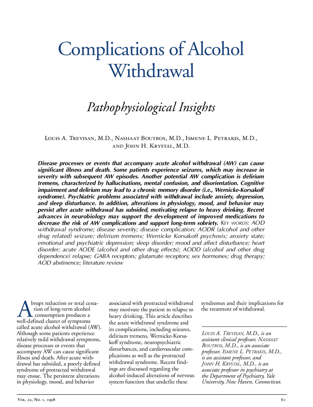 Complications of Alcohol Withdrawal: Understanding the ...