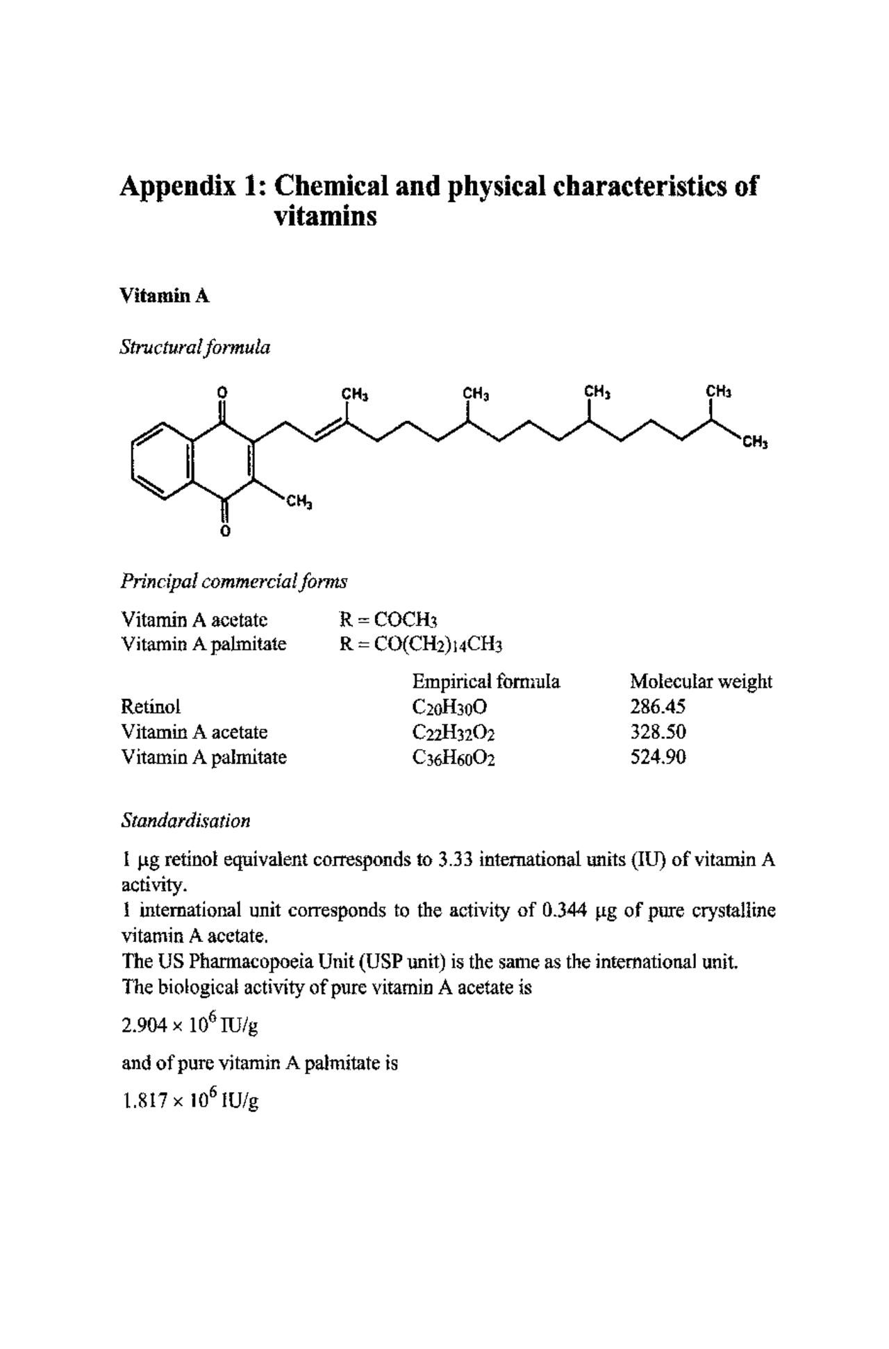 Appendix 1: Chemical and physical characteristics of vitamins | Study ...