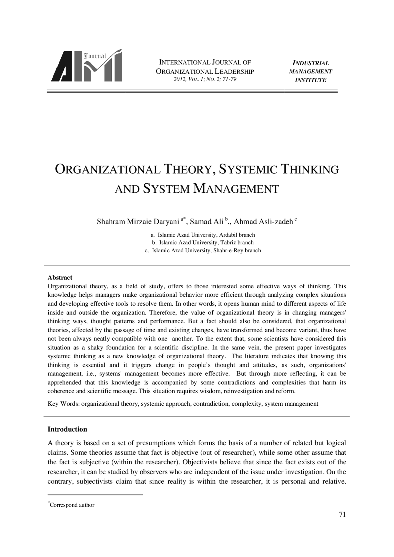 ORGANIZATIONAL THEORY, SYSTEMIC THINKING AND ... | Study notes Decision ...