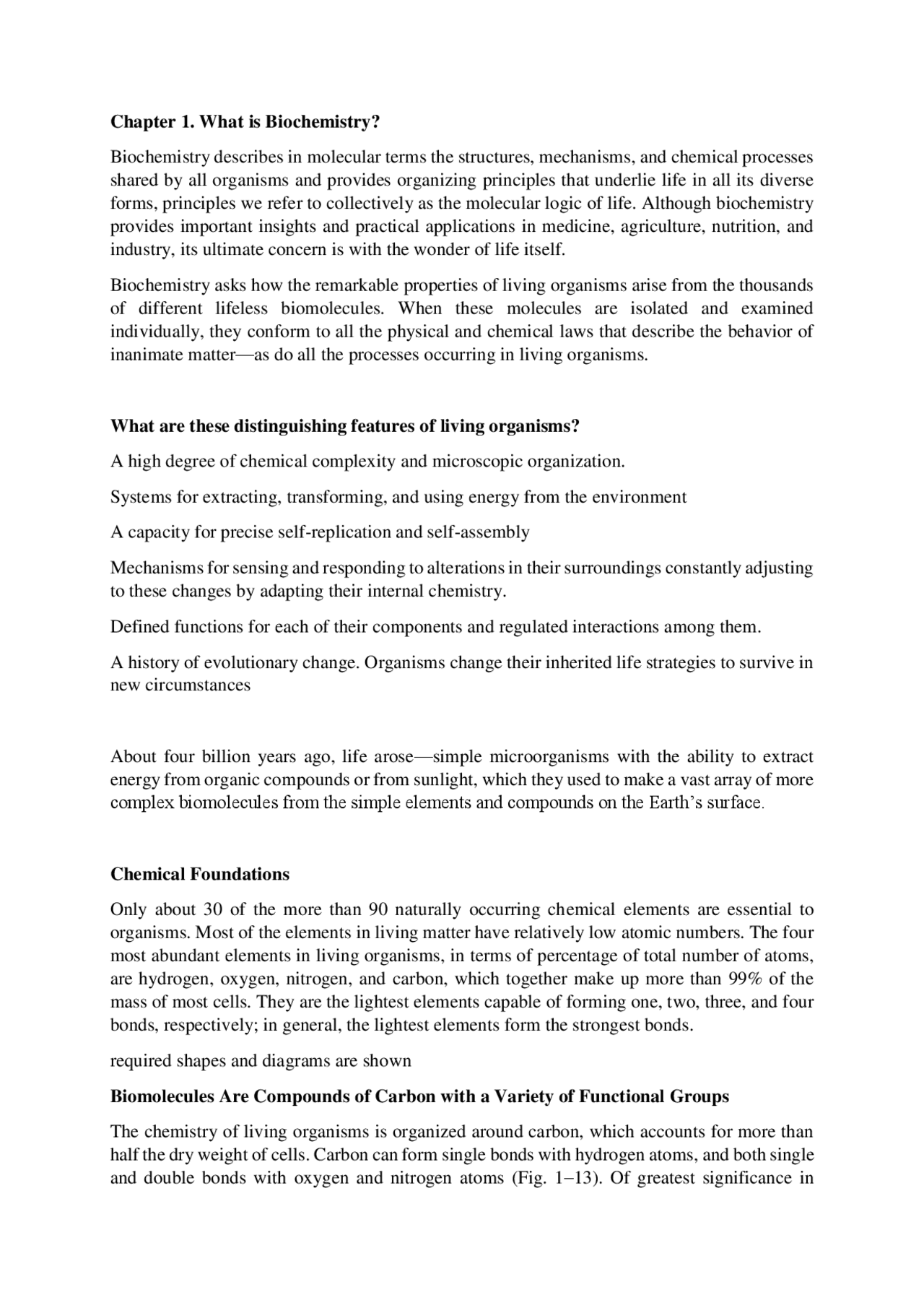 Chapter 1 What Is Biochemistry Lecture Notes Biochemistry Docsity
