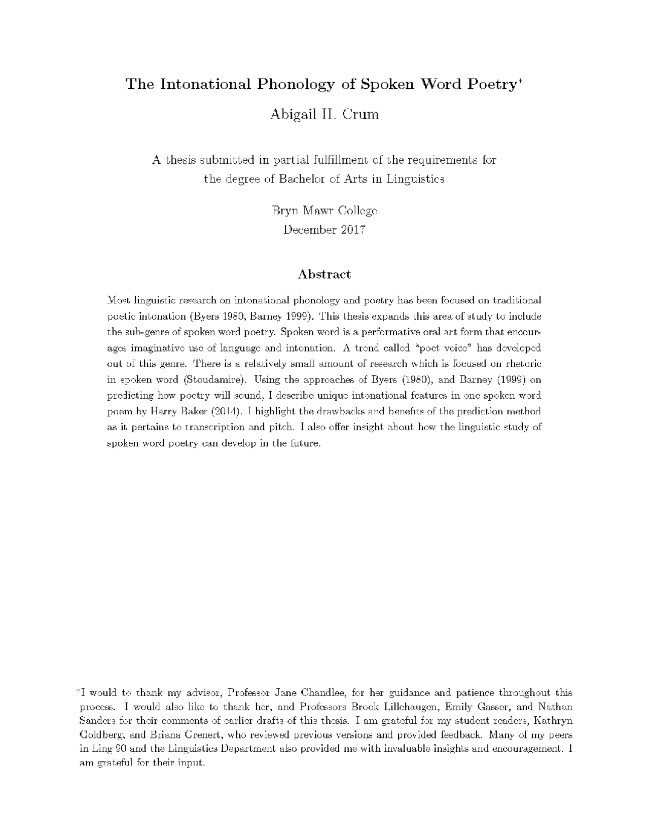 The Intonational Phonology of Spoken Word Poetry* Abigail H ...