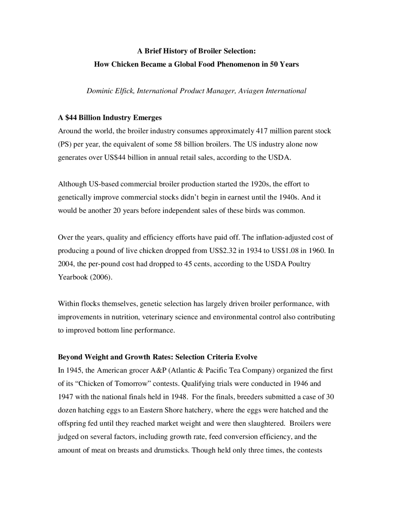 A Brief History of Broiler Selection: How Chicken Became a ...