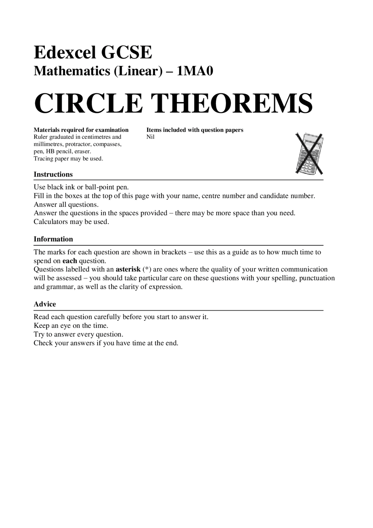 CIRCLE THEOREMS | Study notes Mathematics | Docsity