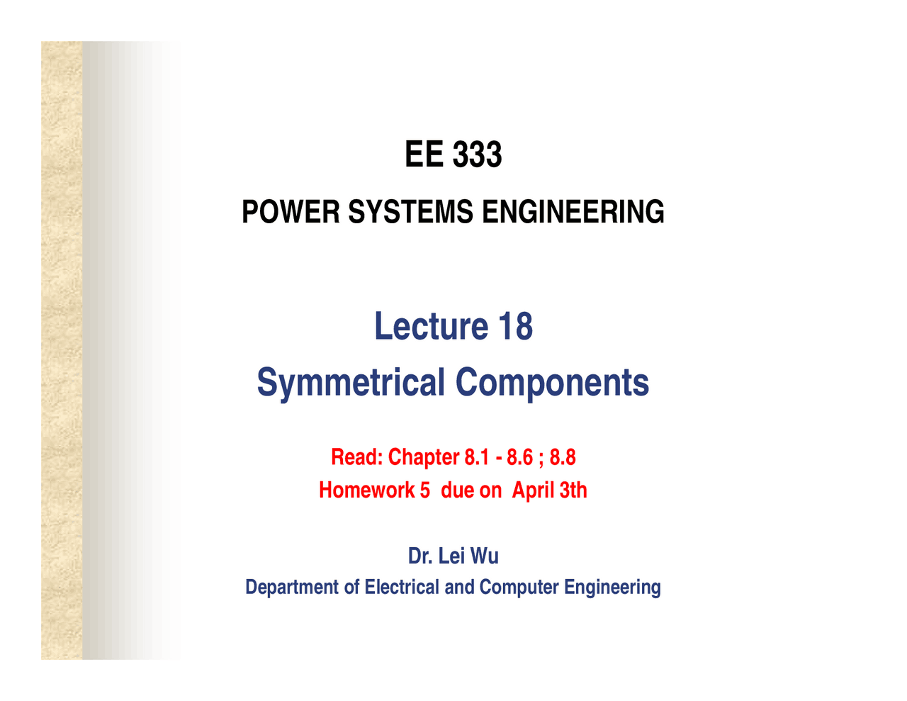 Lecture 18 Symmetrical Components | Study notes Systems Engineering ...