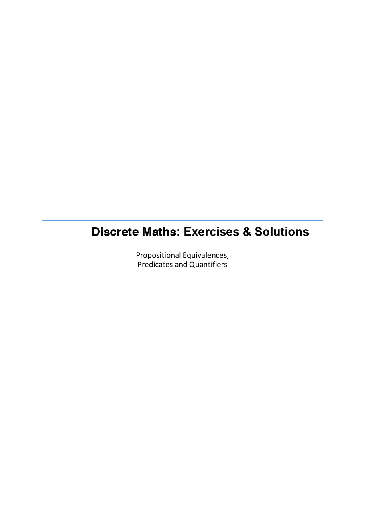 Discrete Maths Exercises And Solutions Summaries Logic Docsity