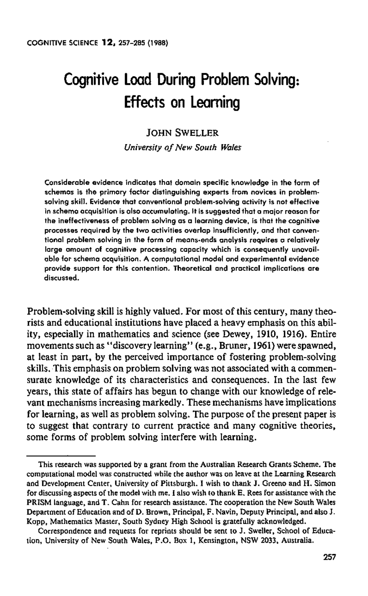 Expert Problem Solving: Strategies, Schemas, and Cognitive Load | Study ...