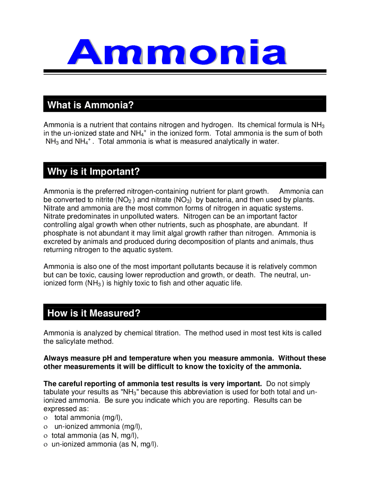 What is Ammonia? Why is it Important? How is it Measured? | Study notes ...