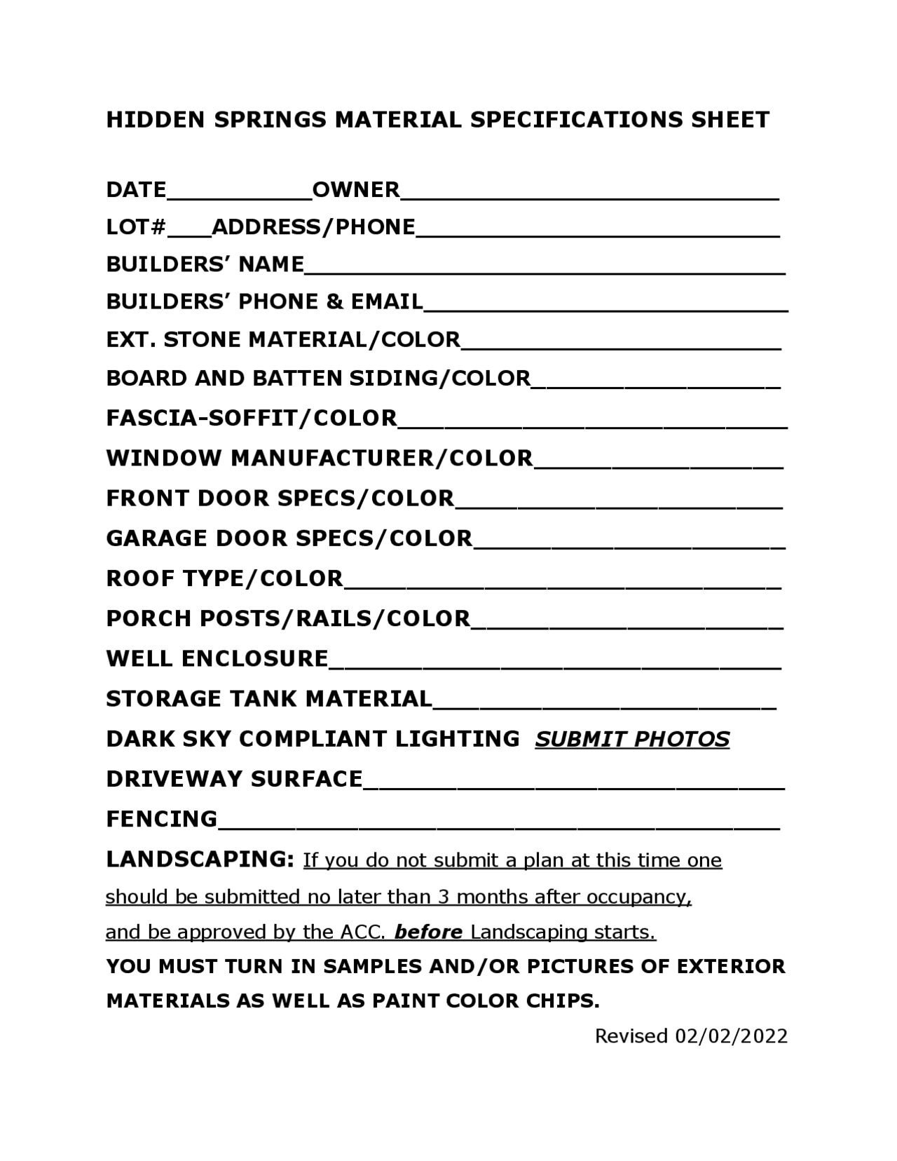 Hidden Springs Home Exterior Material Specifications | Study Guides, Projects, Research Material ...