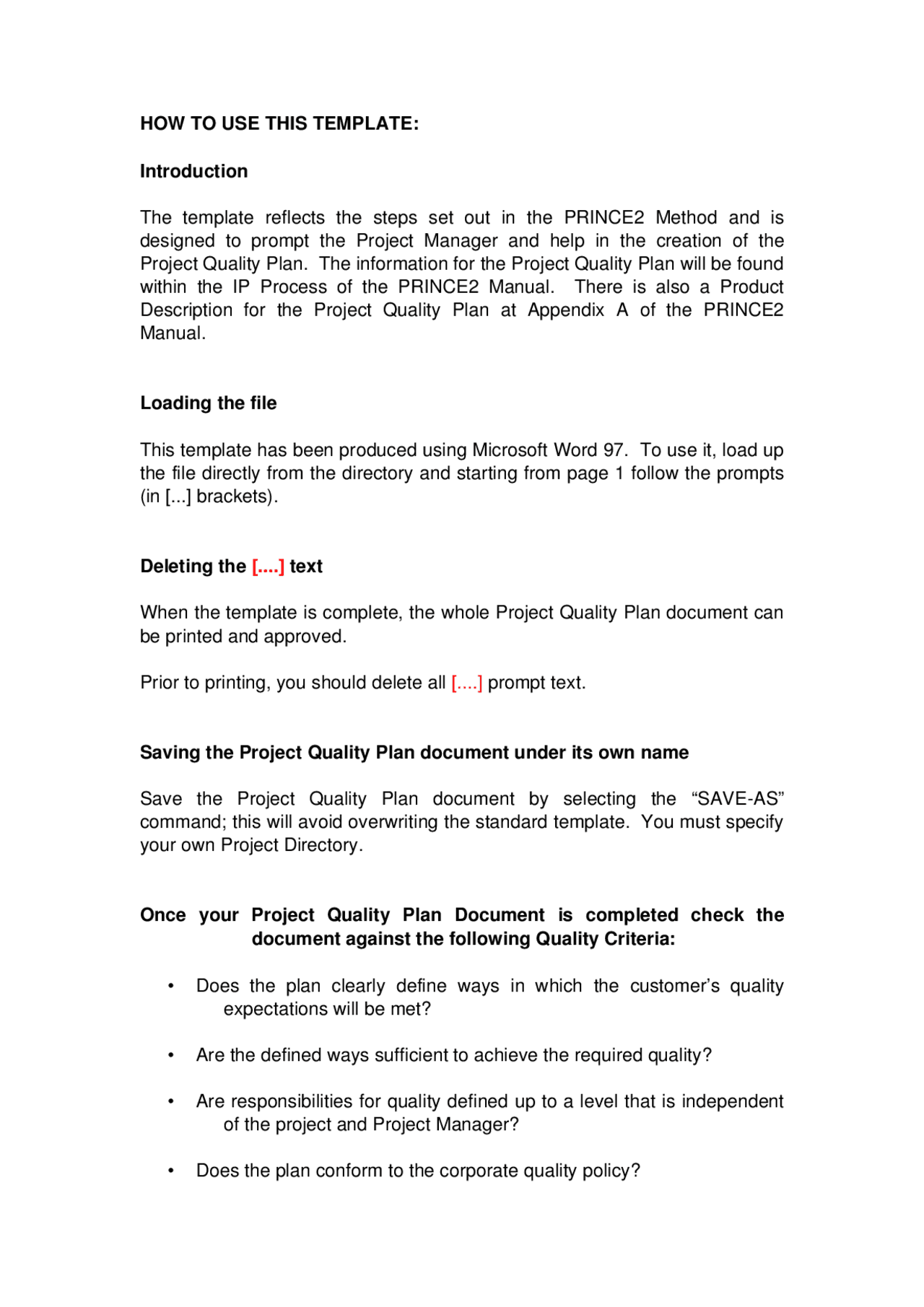 Project Quality Plan Template Study Notes History Docsity Project Quality Plan Template Study Notes History Docsity