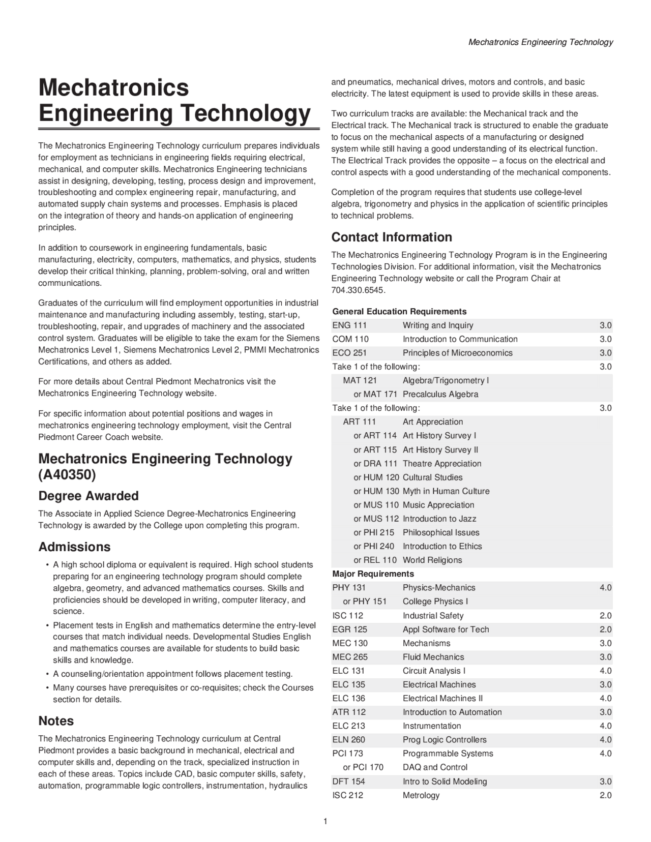 Mechatronics Engineering Technology Slides Mechatronics Docsity