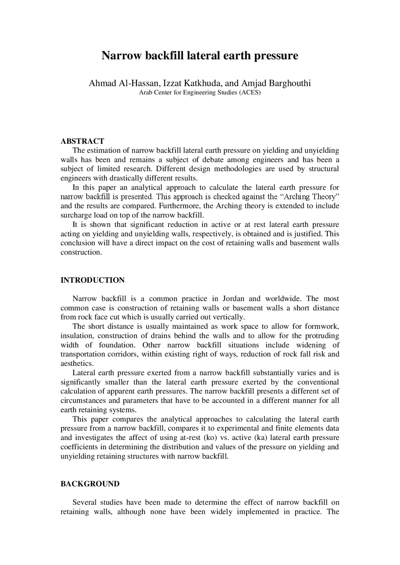 Narrow backfill lateral earth pressure | Lecture notes Construction ...