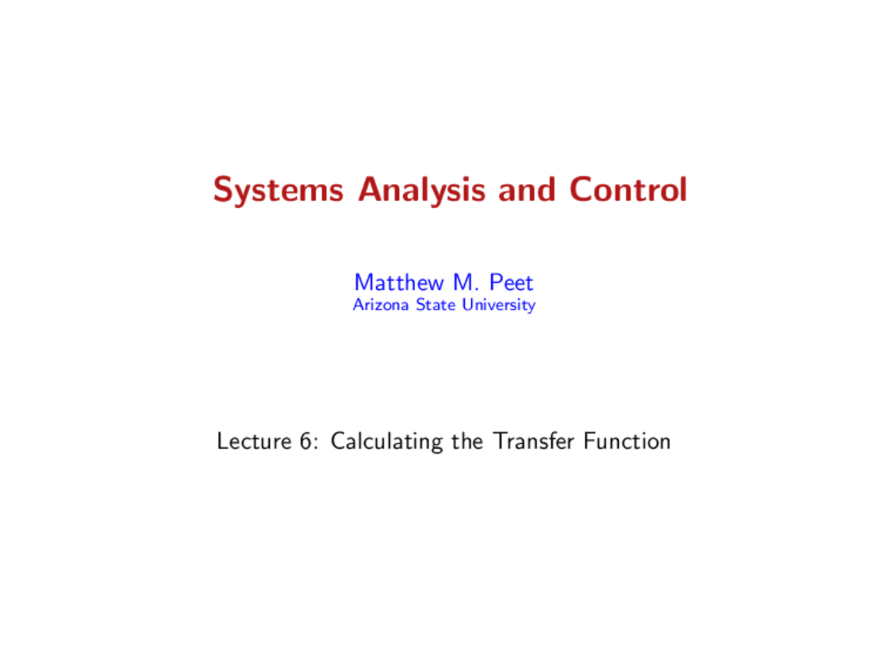 Transfer Functions and Block Diagram Algebra in Systems Analysis and ...