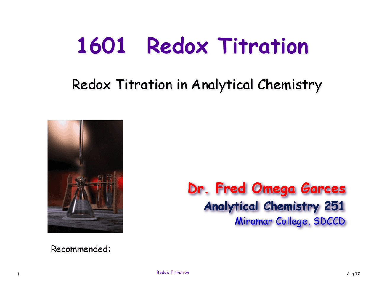 1601 Redox Titration | Schemes and Mind Maps Analytical Chemistry | Docsity