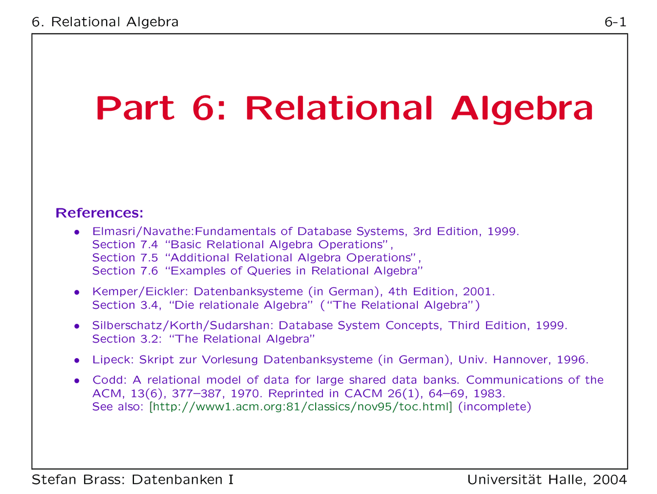 Part 6 Relational Algebra Lecture Notes Algebra Docsity