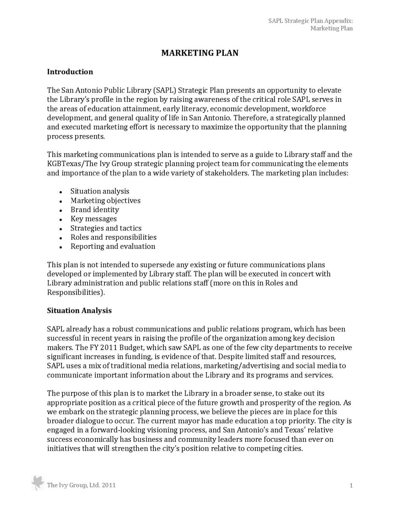 MARKETING PLAN | Study notes Marketing | Docsity