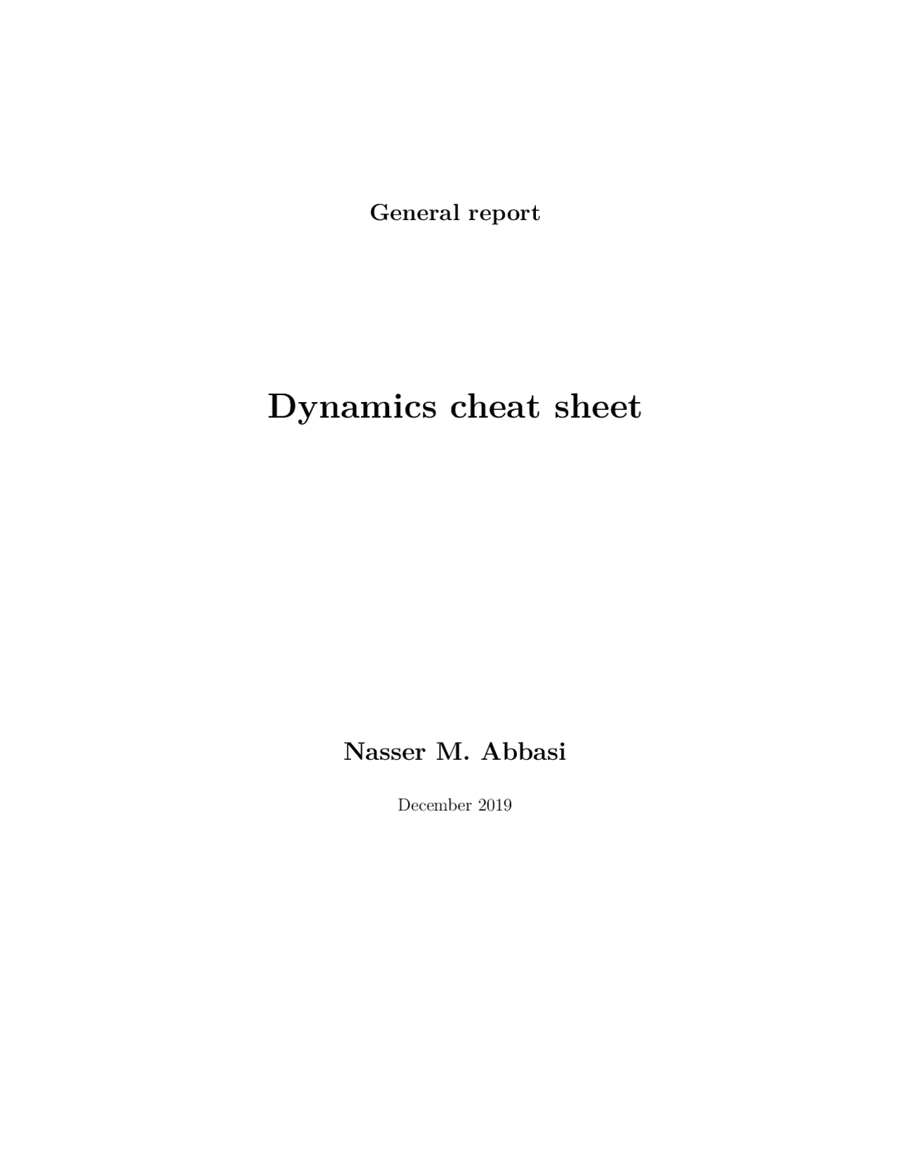 Dynamics Cheat Sheet Lecture Notes Dynamics Docsity