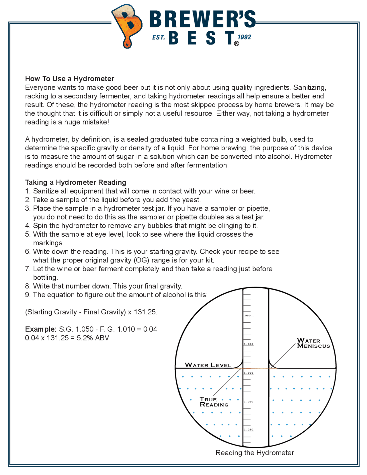 Using a Hydrometer to Measure Specific Gravity in Home Brewing ...