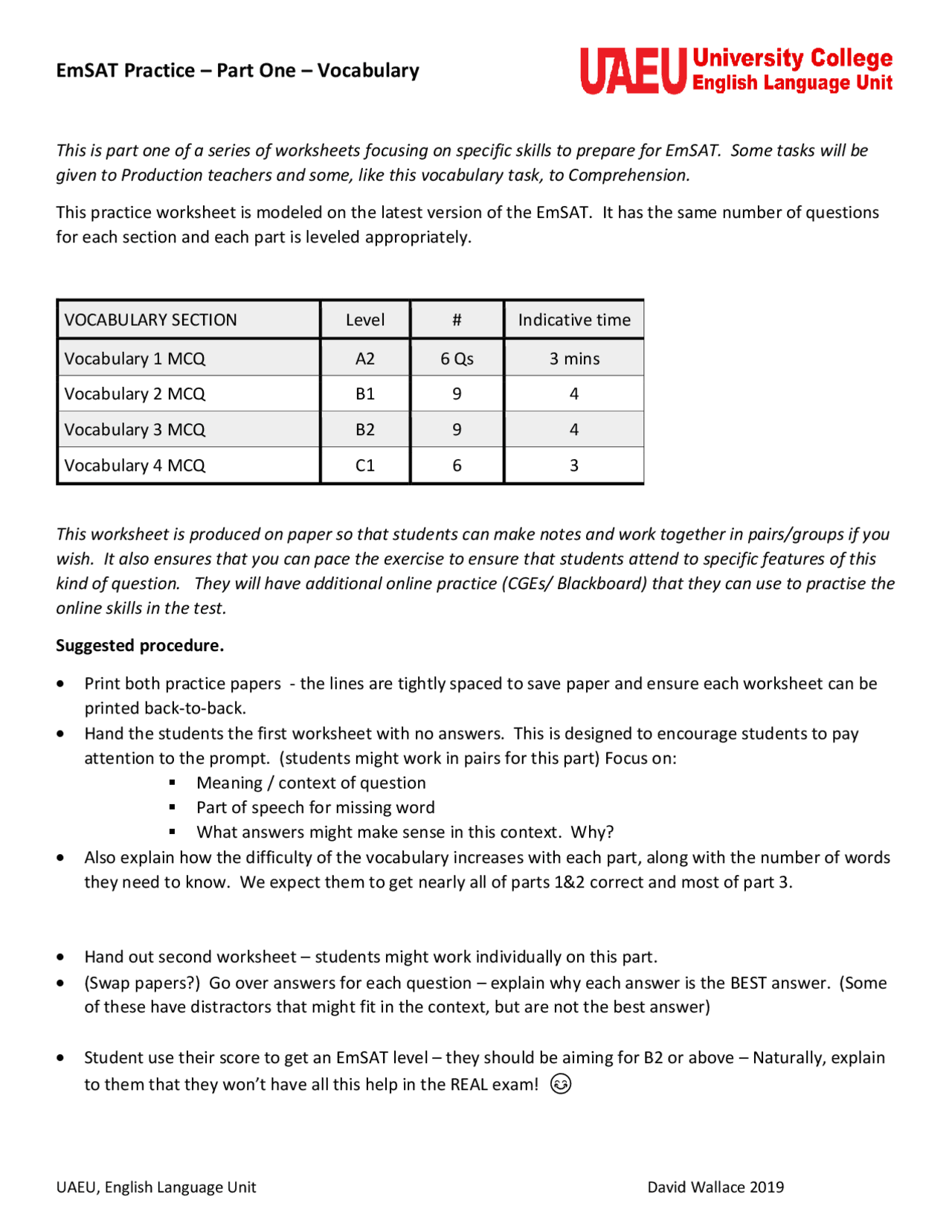 EmSAT Practice – Part One – Vocabulary | Study notes English Language ...