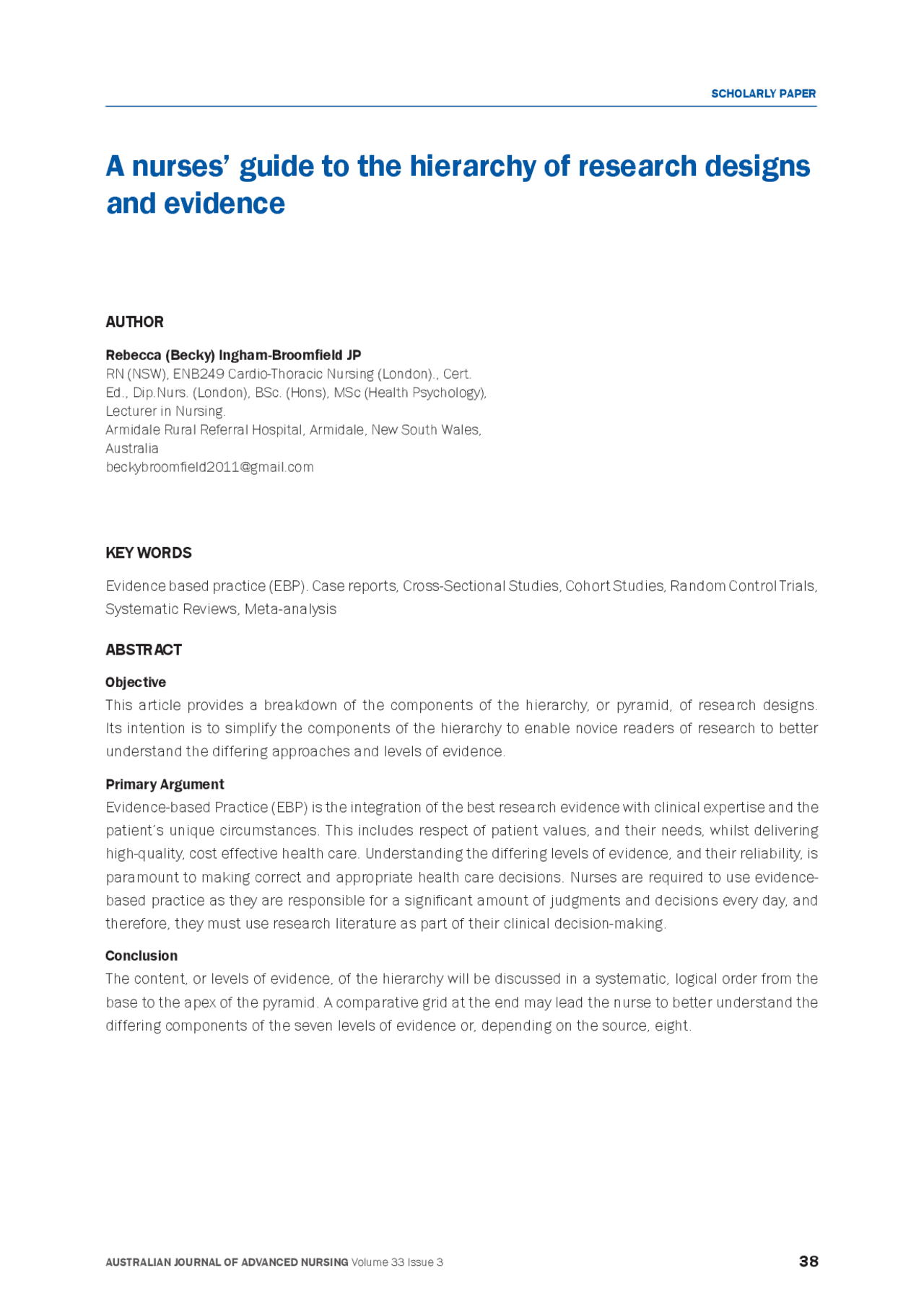 A nurses' guide to the hierarchy of research designs and ... | Exams ...