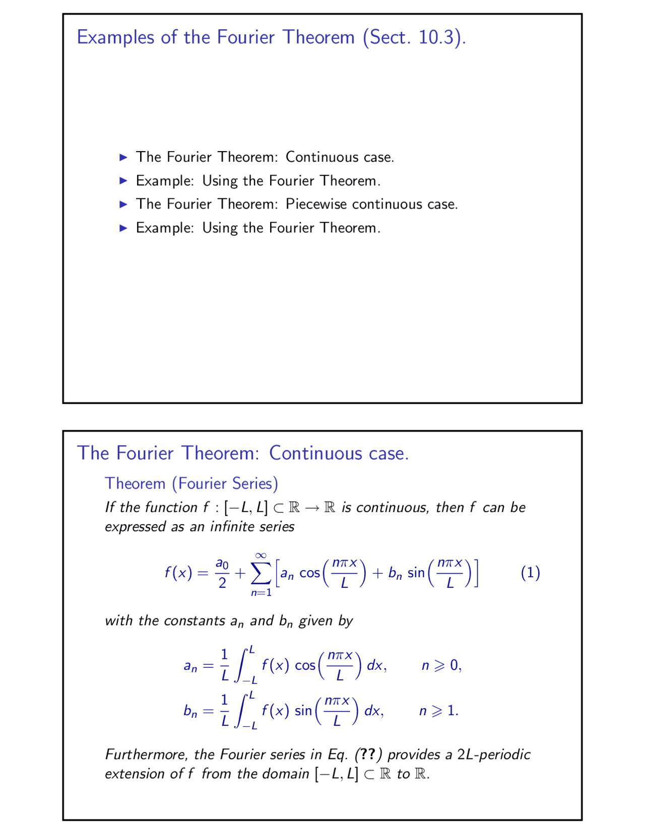 Examples Of The Fourier Theorem Sect 10 3 Schemes And Mind Maps