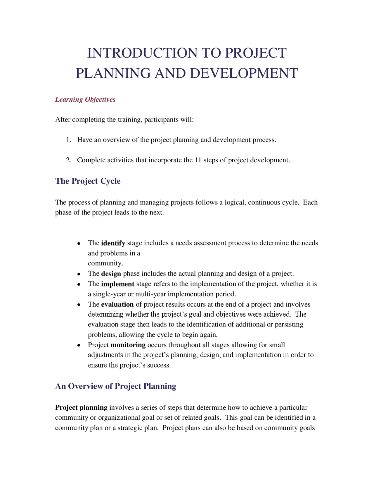 Introduction To Project Planning And Exams Design Docsity