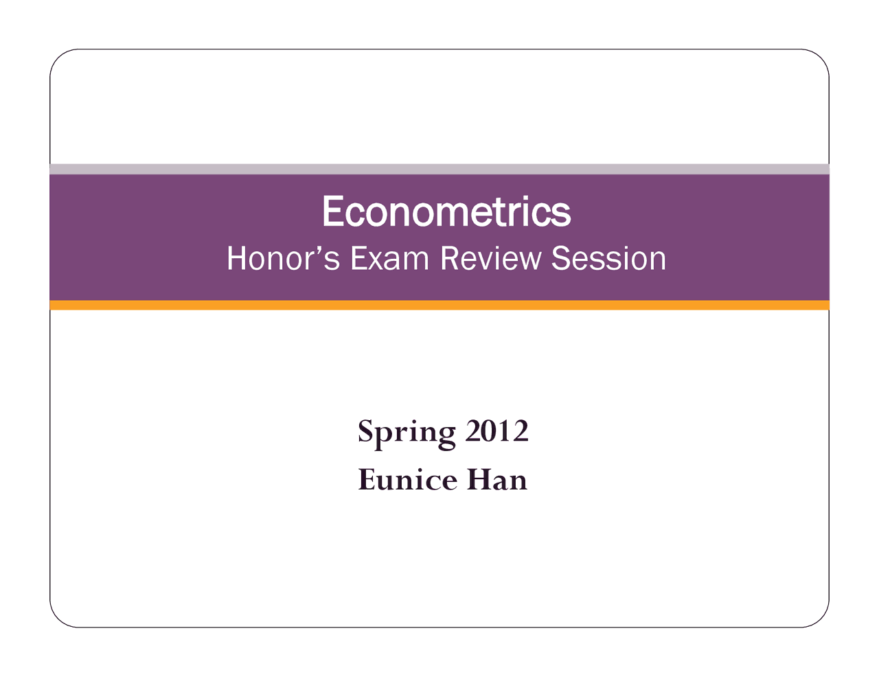 Econometrics Lecture Notes Economics Docsity
