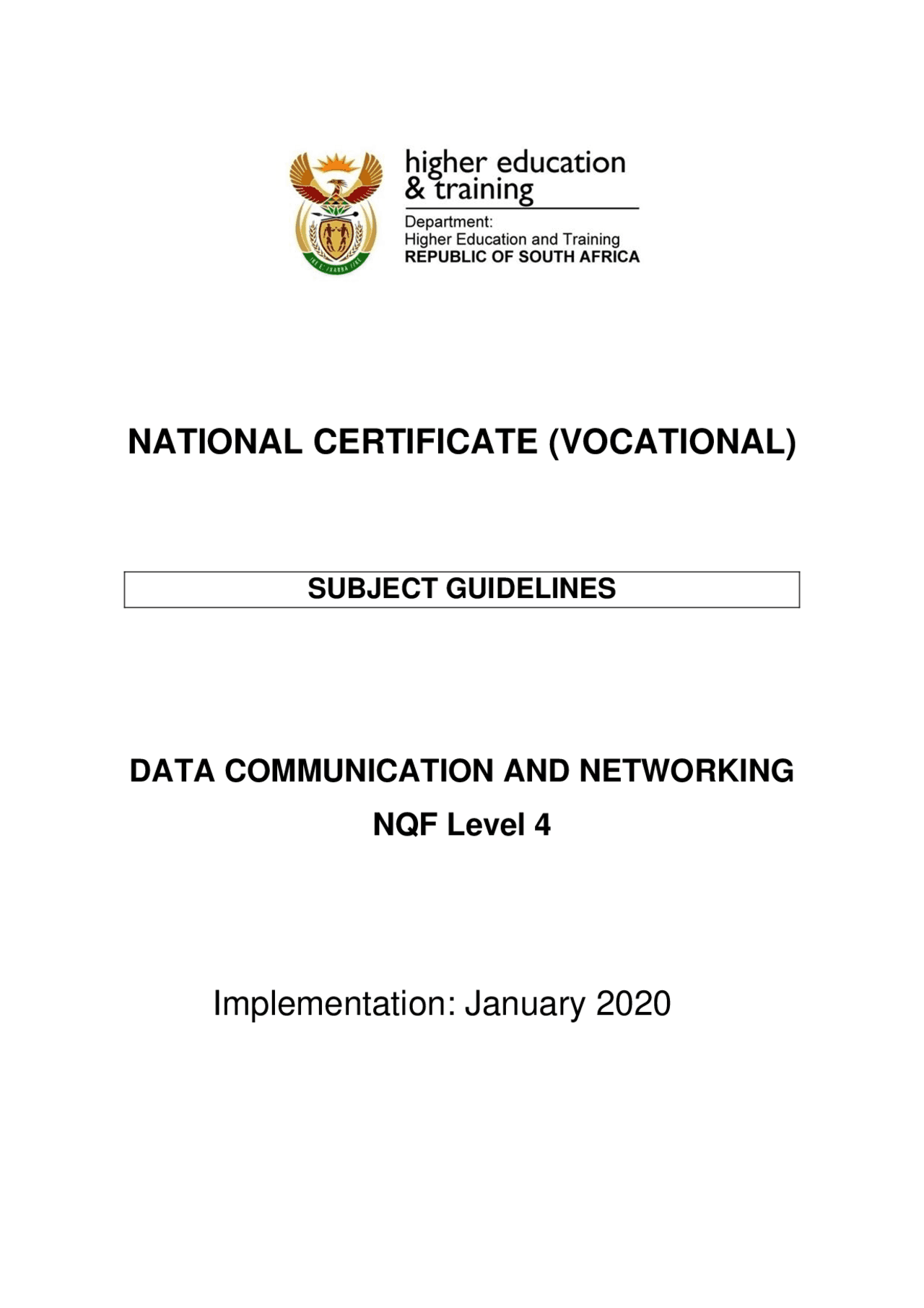 DATA COMMUNICATION AND NETWORKING NQF Level 4 | Study notes ...