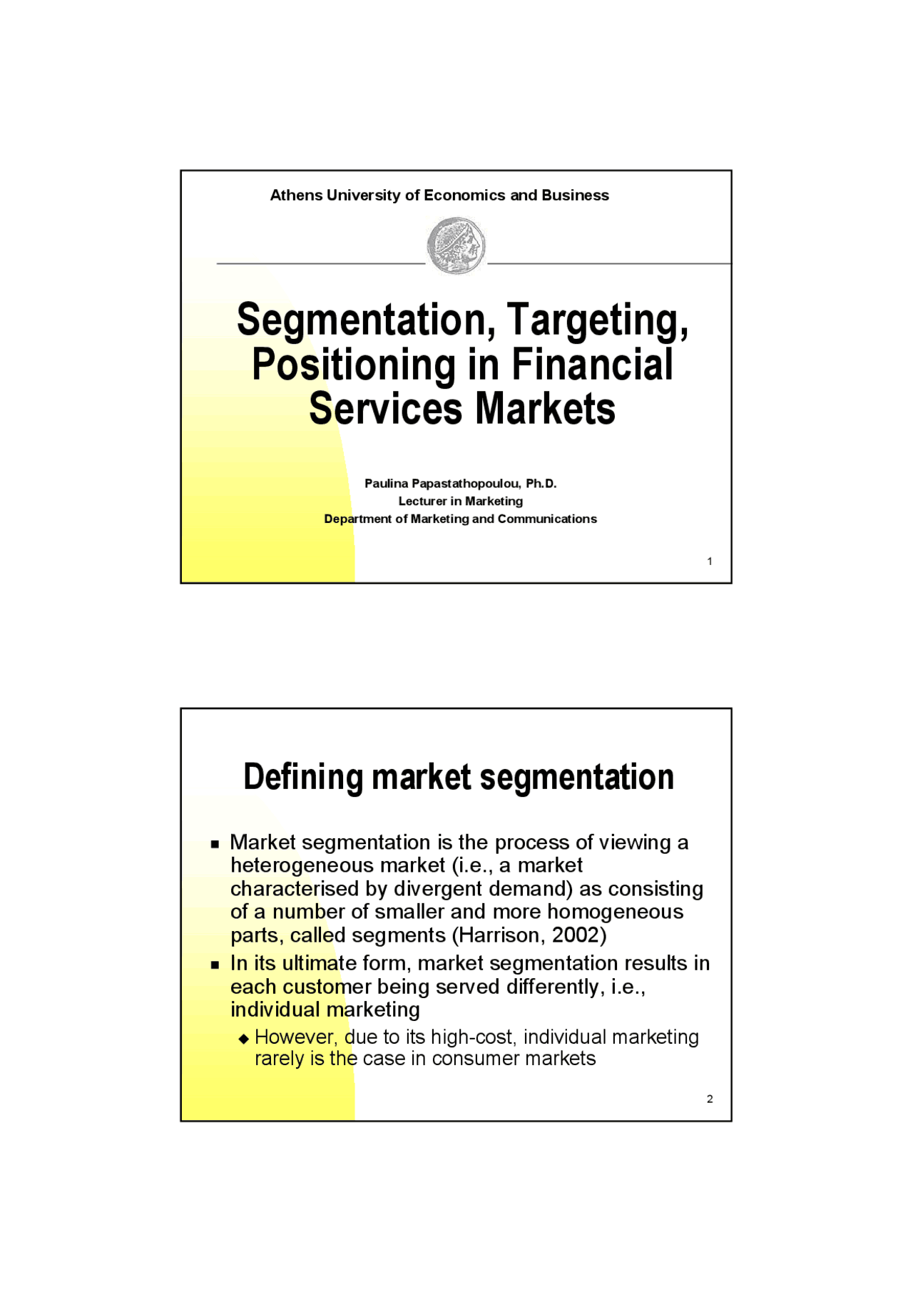 Segmentation, Targeting, Positioning in Financial Services ...
