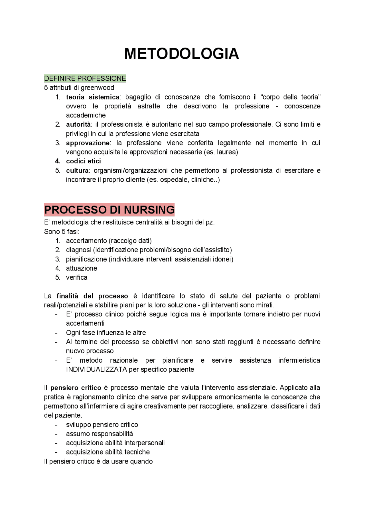 Metodologia Del Nursing Schemi E Mappe Concettuali Di Infermieristica