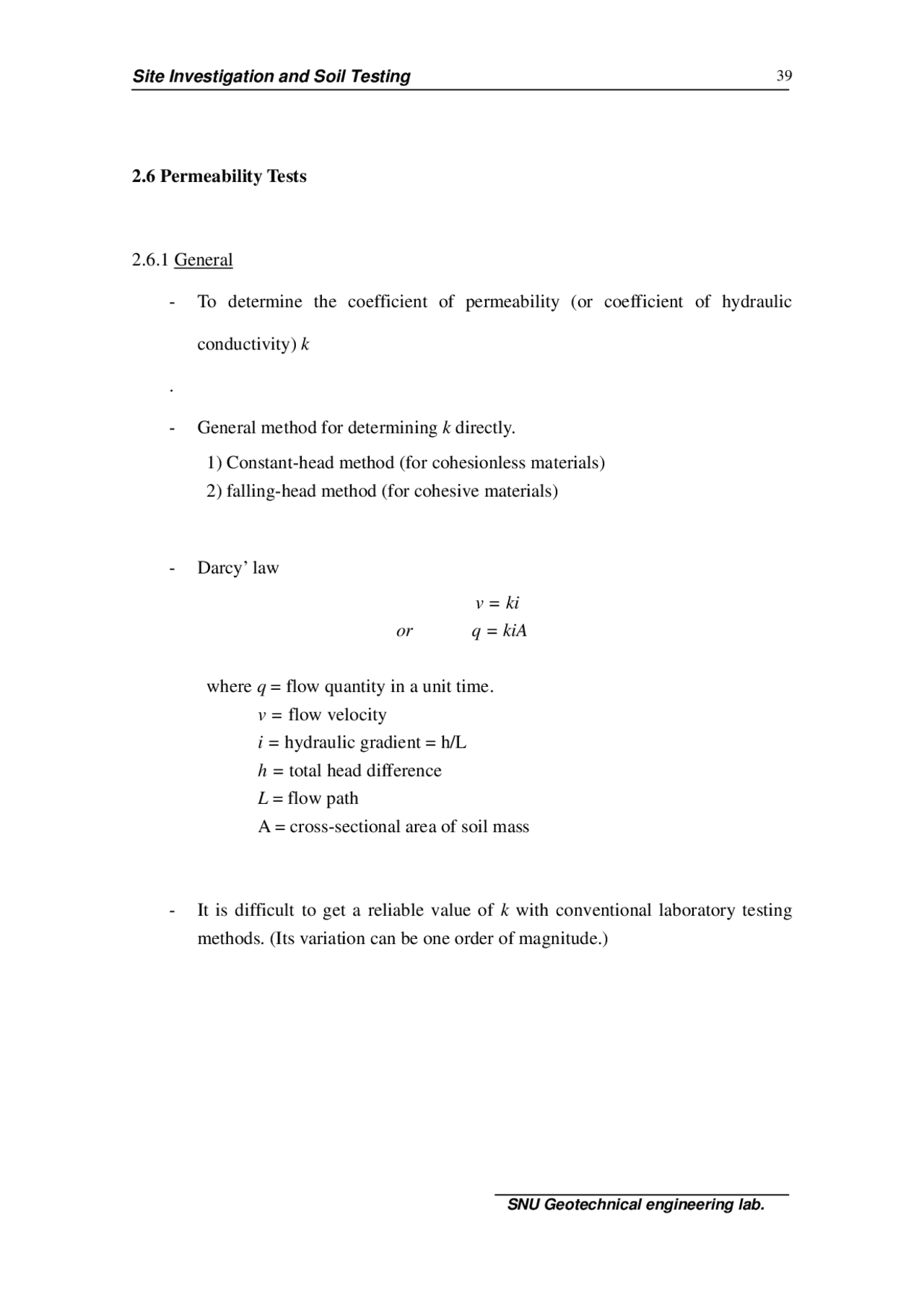 26 Permeability Tests 261 General Slides Geotechnical Engineering