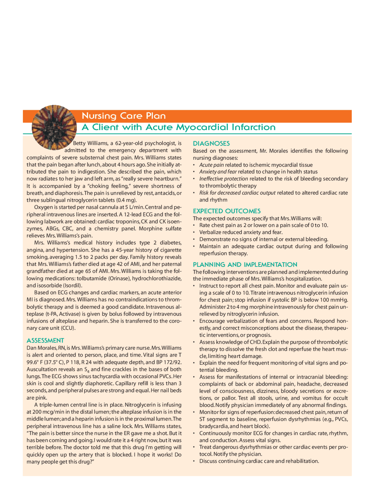 Nursing Care Plan A Client with Acute Myocardial Infarction | Lecture ...