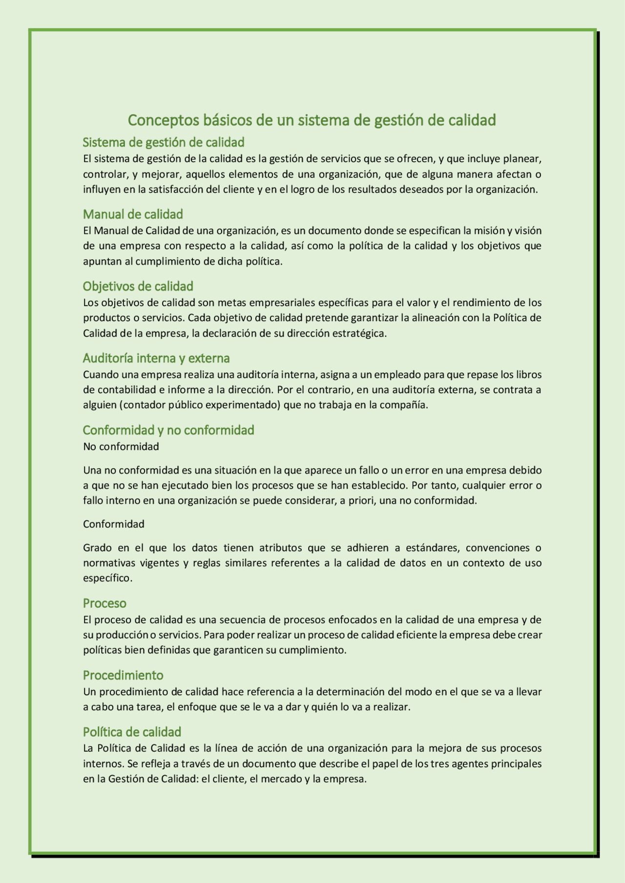 Sistemas De Gestión De La Calidad Lecture Notes Quality Management