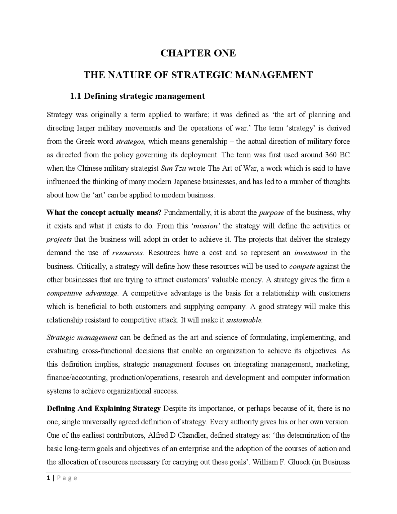 CHAPTER ONE THE NATURE OF STRATEGIC MANAGEMENT | Study notes Strategic ...