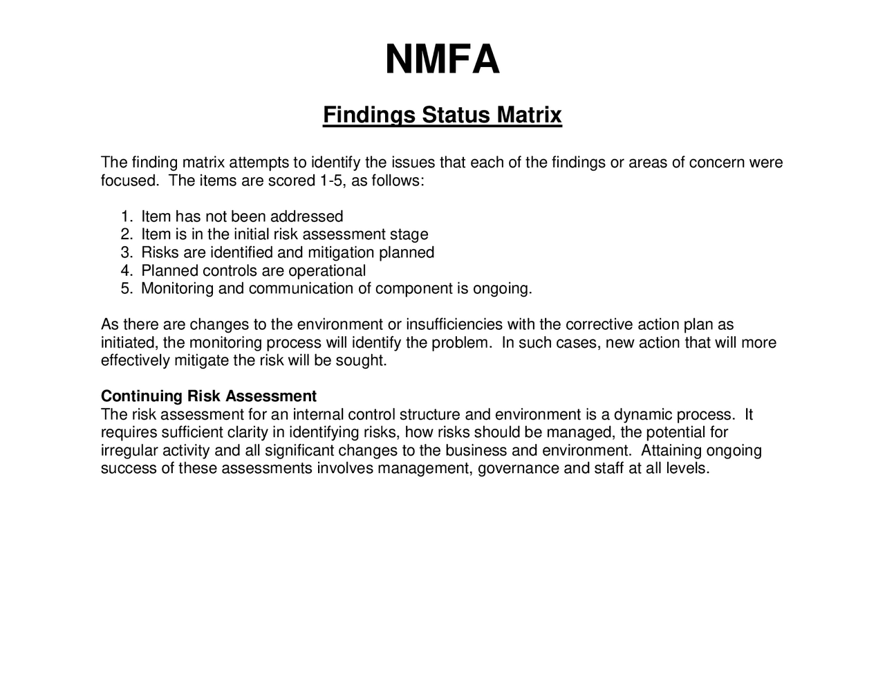 Findings Status Matrix Lecture Notes Communication Docsity
