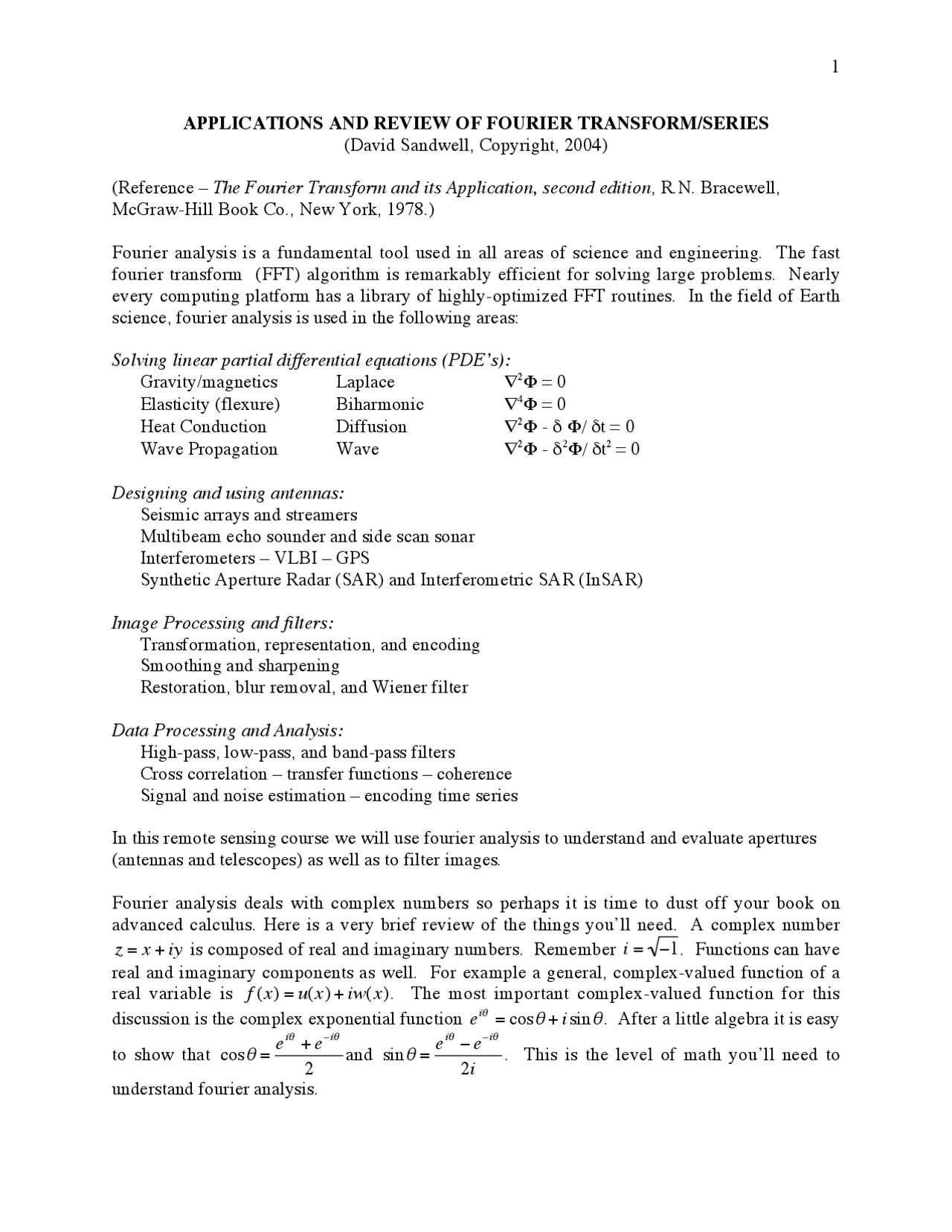 1 APPLICATIONS AND REVIEW OF FOURIER TRANSFORM ... | Study Guides ...