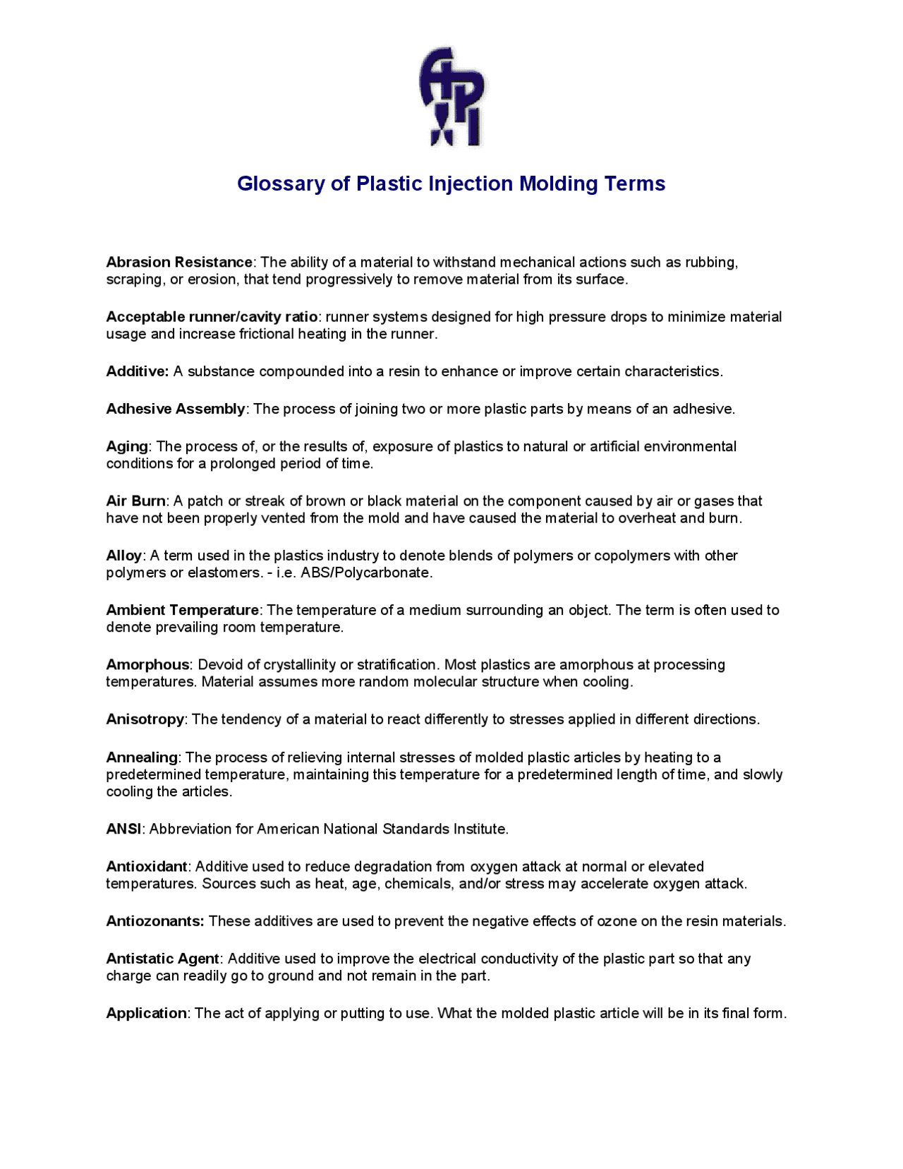 Glossary of Plastic Injection Molding Terms | Study notes Design | Docsity