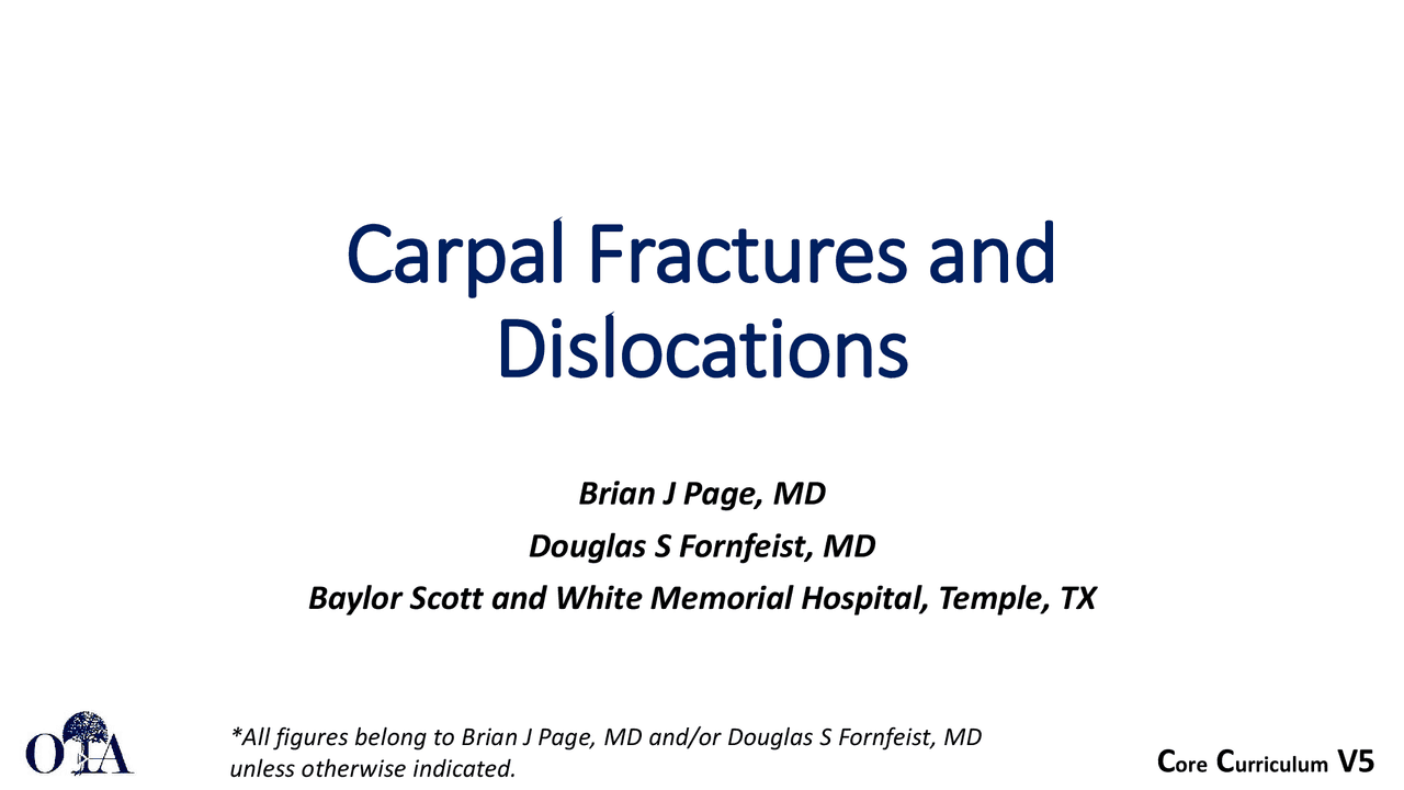 Carpal Fractures and Dislocations | Study notes Anatomy | Docsity