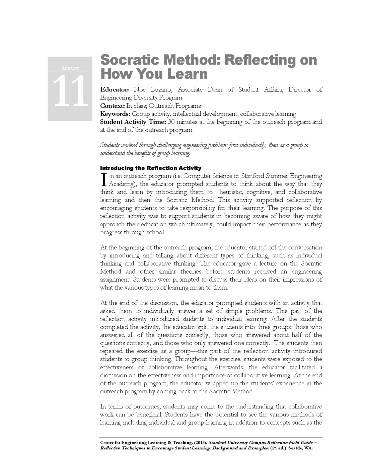 Socratic Method Reflecting On How You Learn Apuntes Ingeniería Docsity