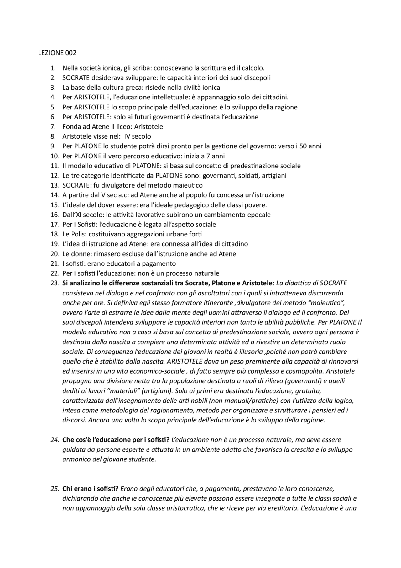 Paniere Storia della Pedagogia | Domande aperte e chiuse con risposta | E-campus | Panieri di ...