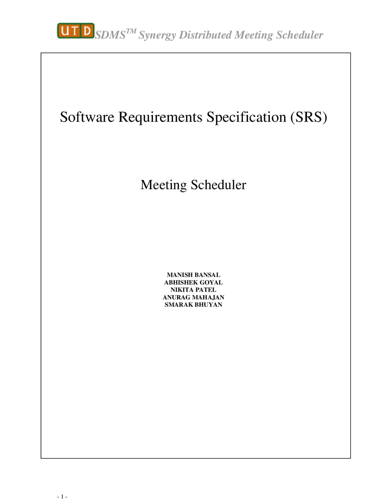 Software Requirements Specification (SRS) | Study Guides, Projects, Research Design | Docsity