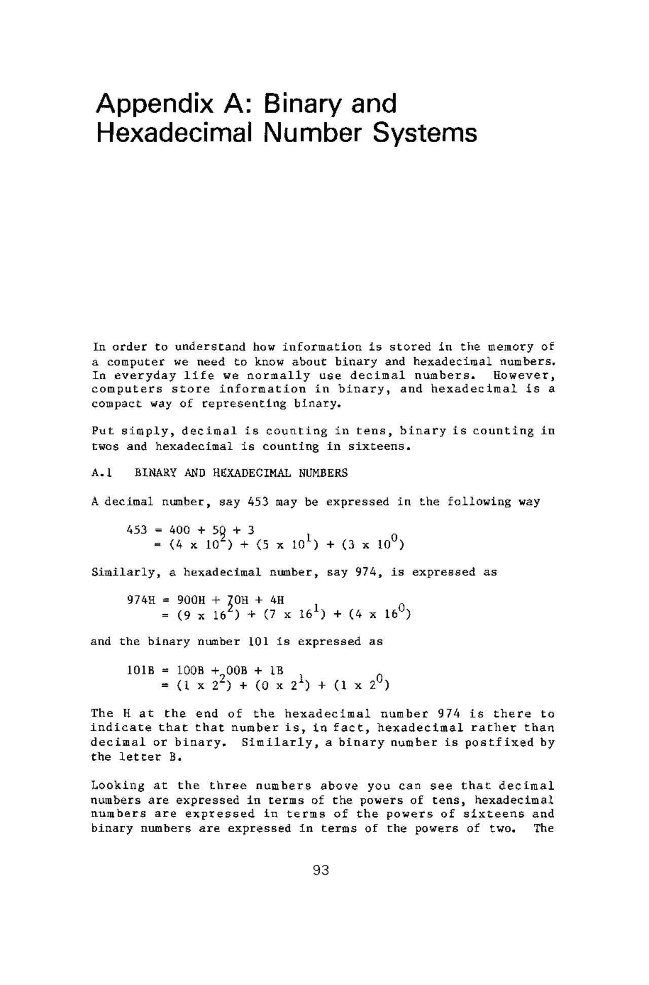 Appendix A: Binary and Hexadecimal Number Systems | Study Guides, Projects, Research Number ...