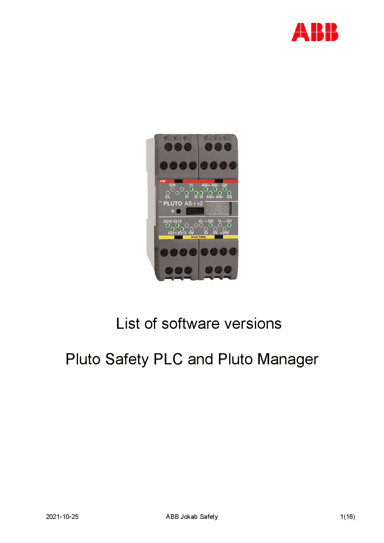 List of software versions Pluto Safety PLC and Pluto Manager | Slides ...