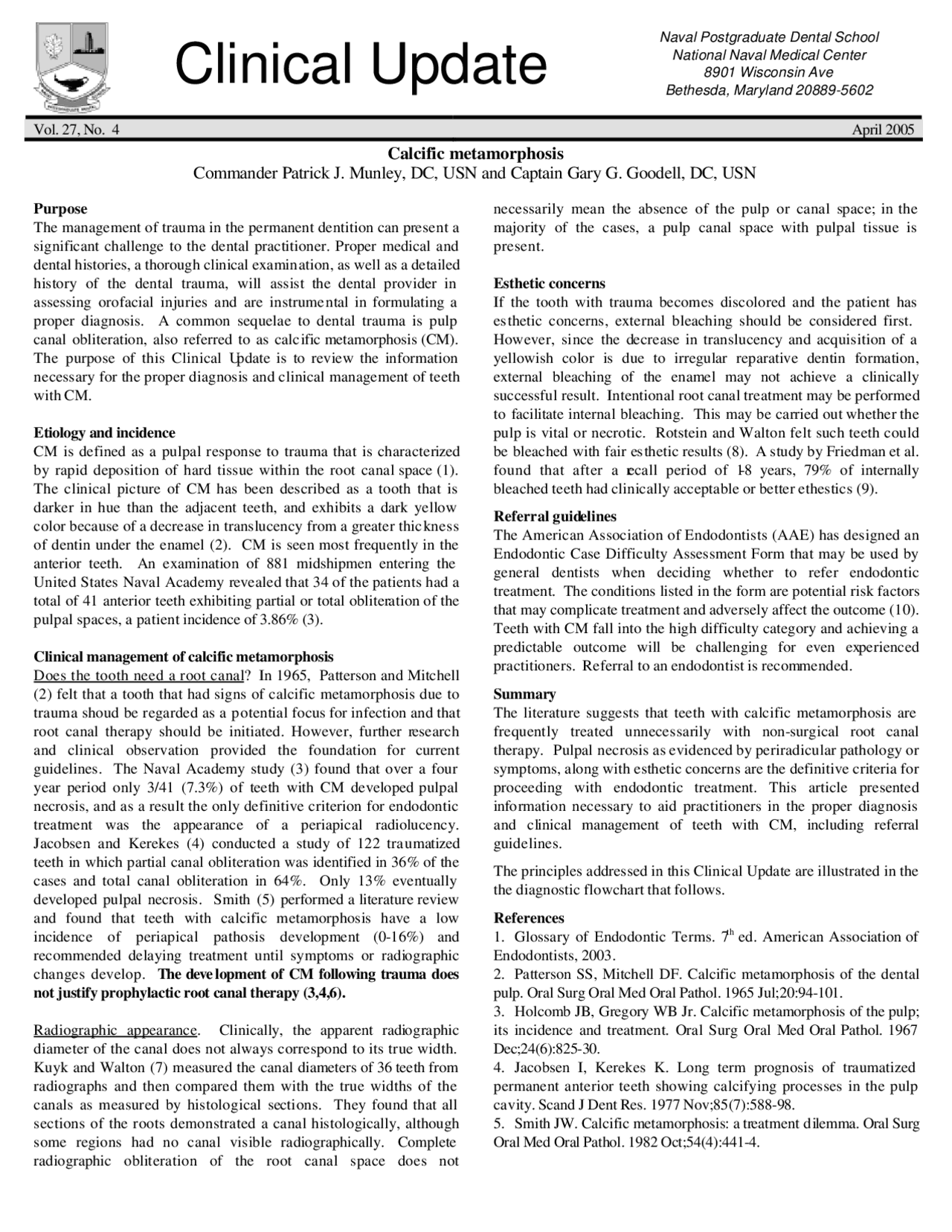 Clinical Update | Summaries Endodontics | Docsity
