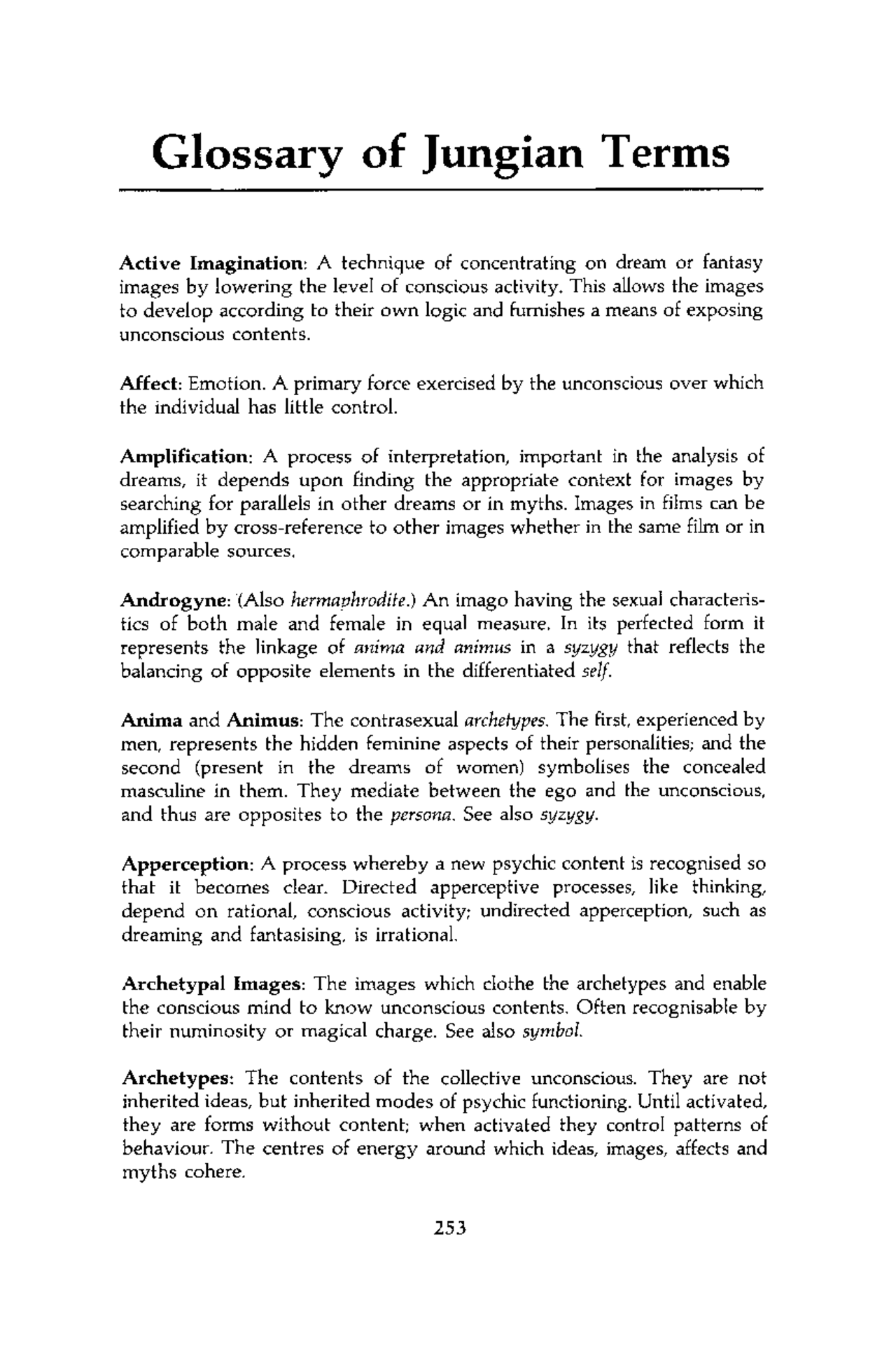 Glossary Of Jungian Terms Lecture Notes Psychology Docsity