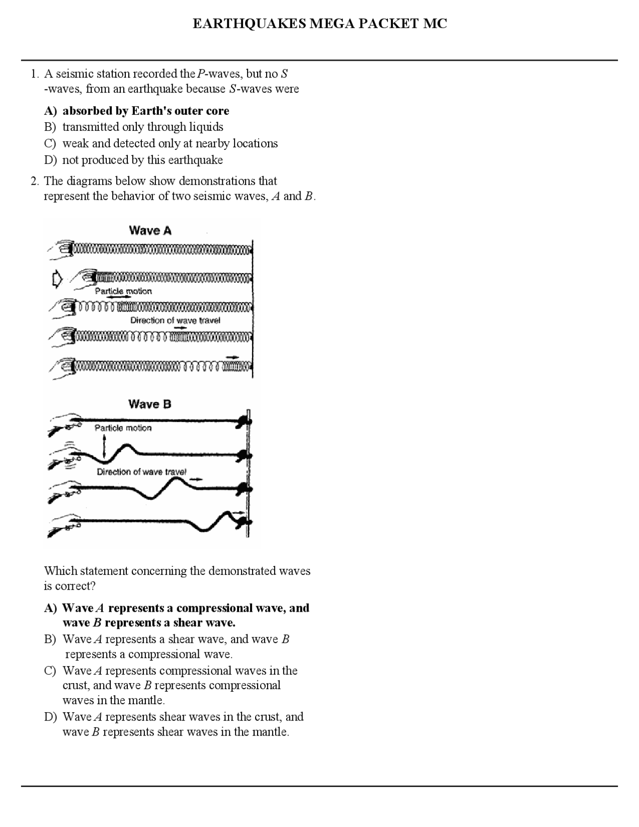 Earthquakes Mega Packet Mc Summaries Earth Science Docsity